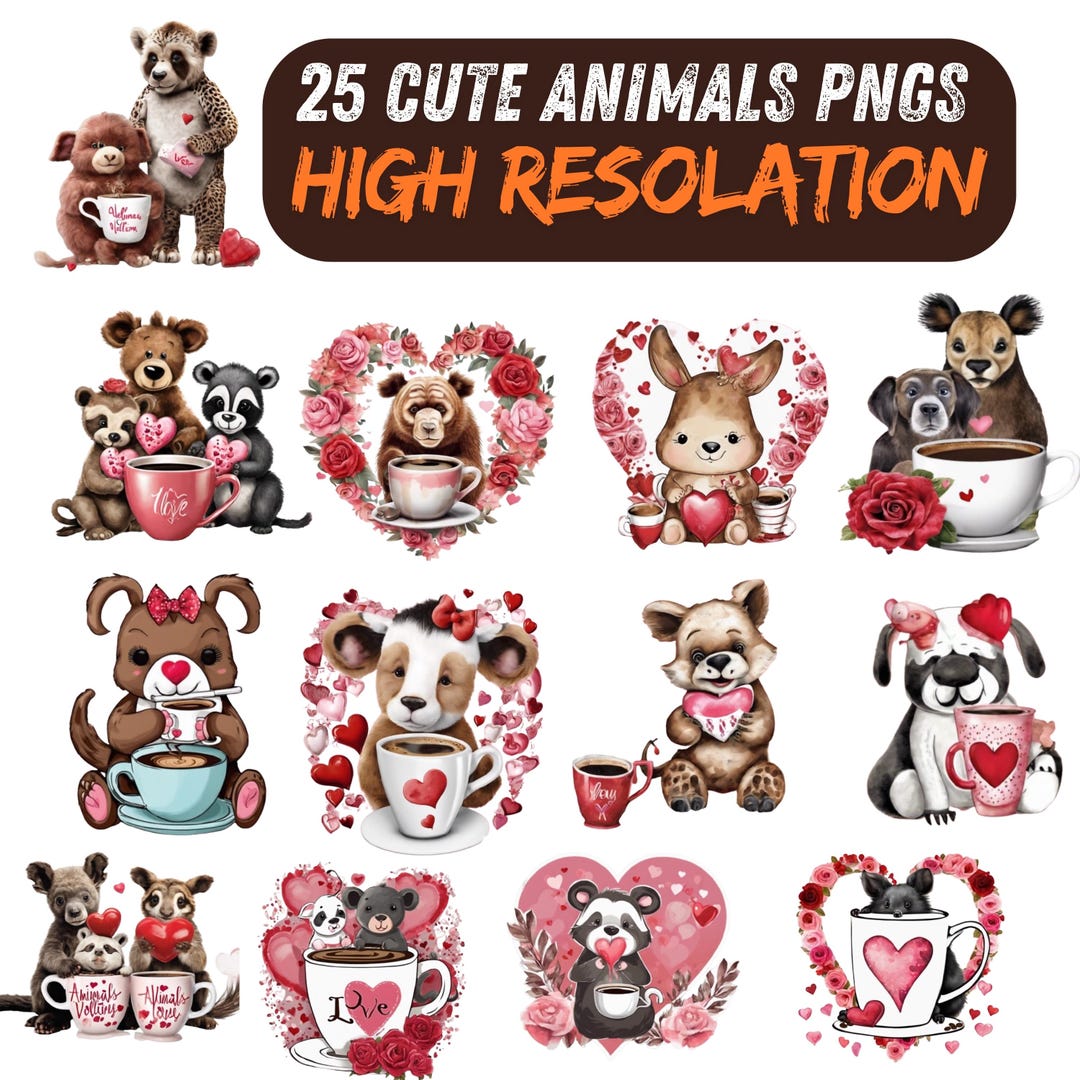 Watercolor25 Cute Animals Clipart, Cute Animal PNG, Watercolor Animals ...