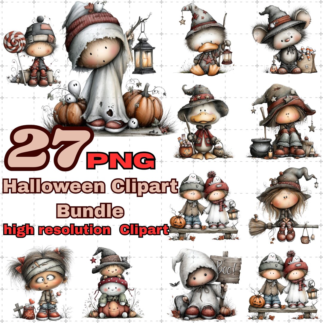 Halloween Clipart Bundle | Cute Halloween Stickers | Ghost PNG ...