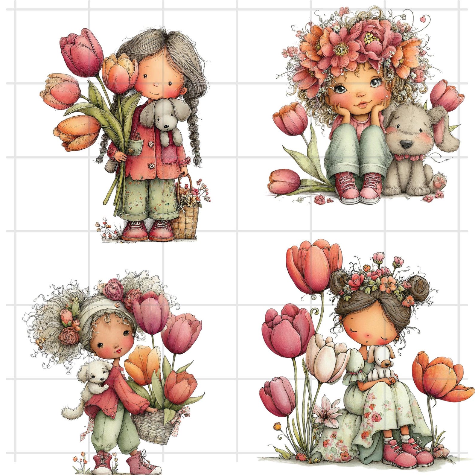 Tulip Sprite Fairy Clipart | 10 High-quality 300 DPI Commercial Use ...