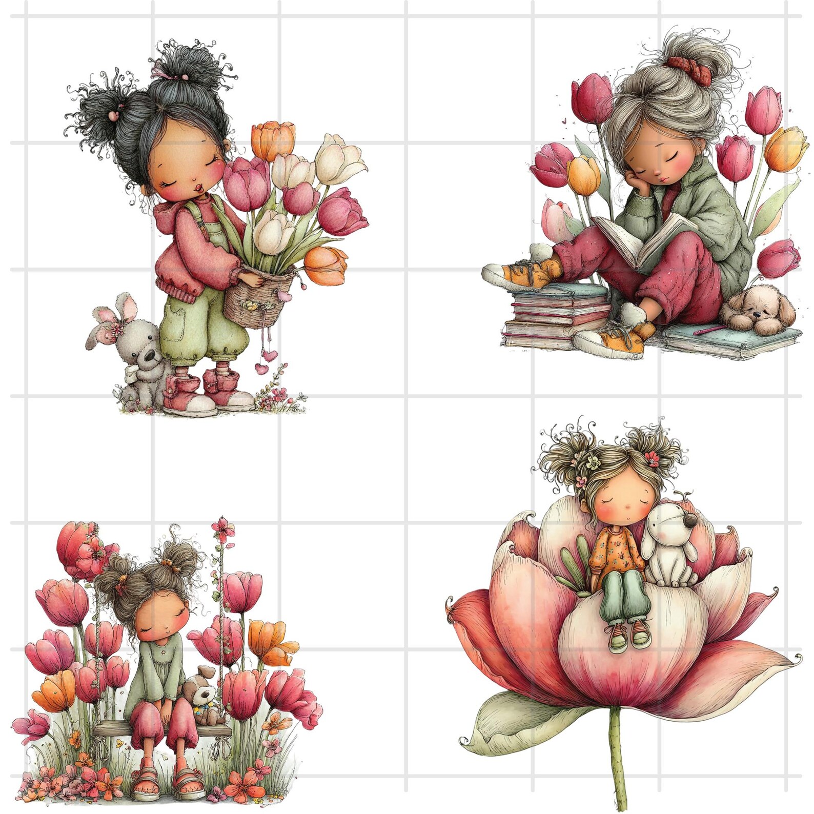 Tulip Sprite Fairy Clipart | 10 High-quality 300 DPI Commercial Use ...