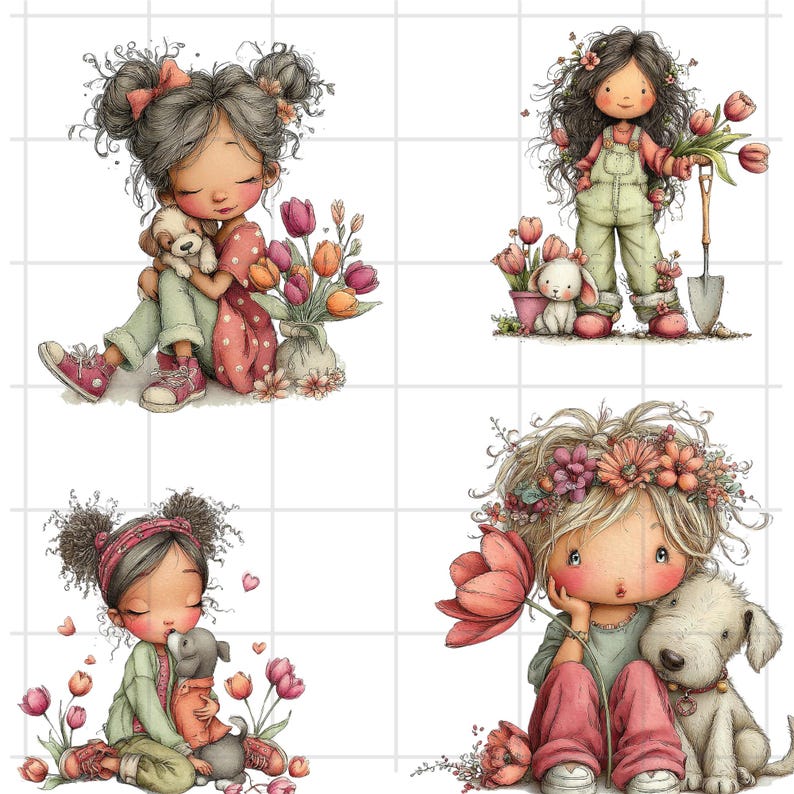 Tulip Sprite Fairy Clipart | 10 High-quality 300 DPI Commercial Use ...