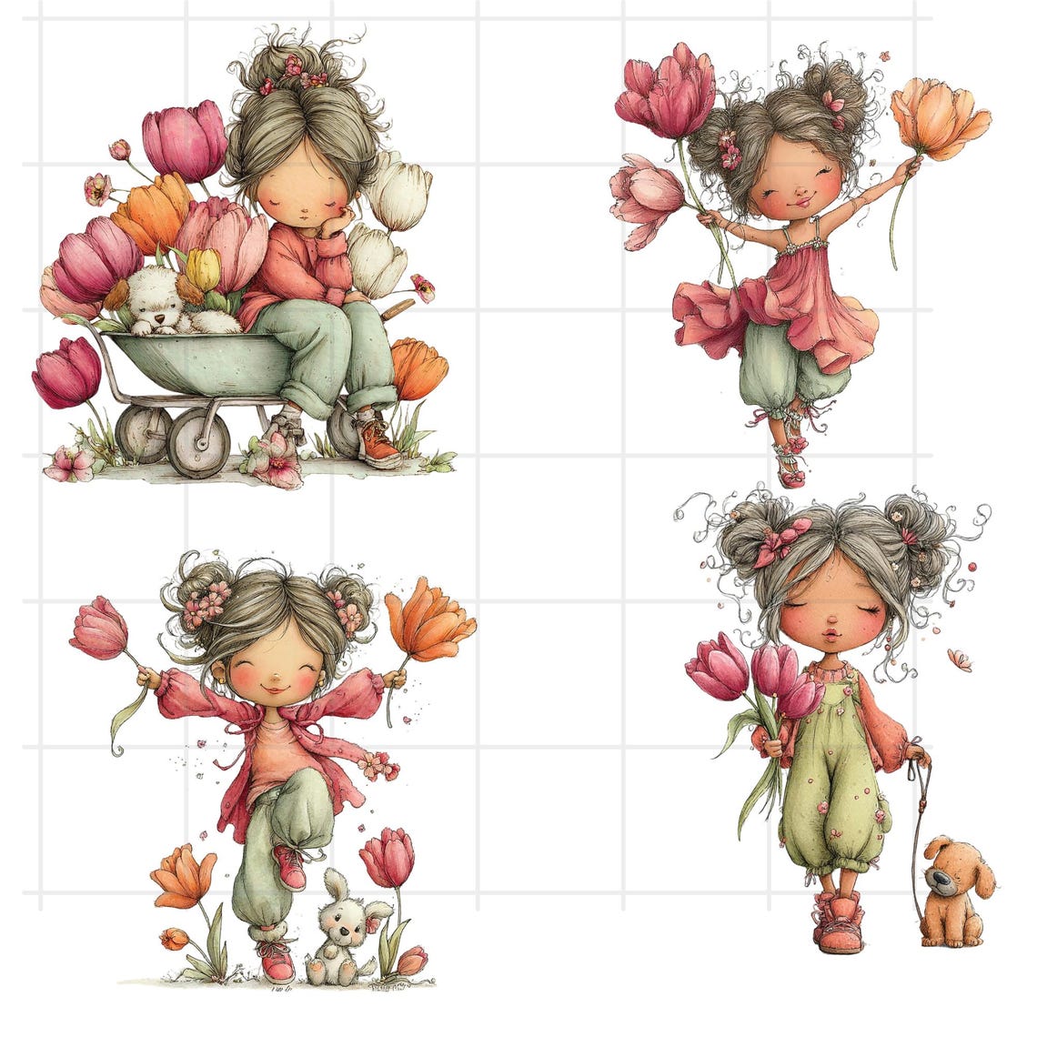 Tulip Sprite Fairy Clipart | 10 High-quality 300 DPI Commercial Use ...