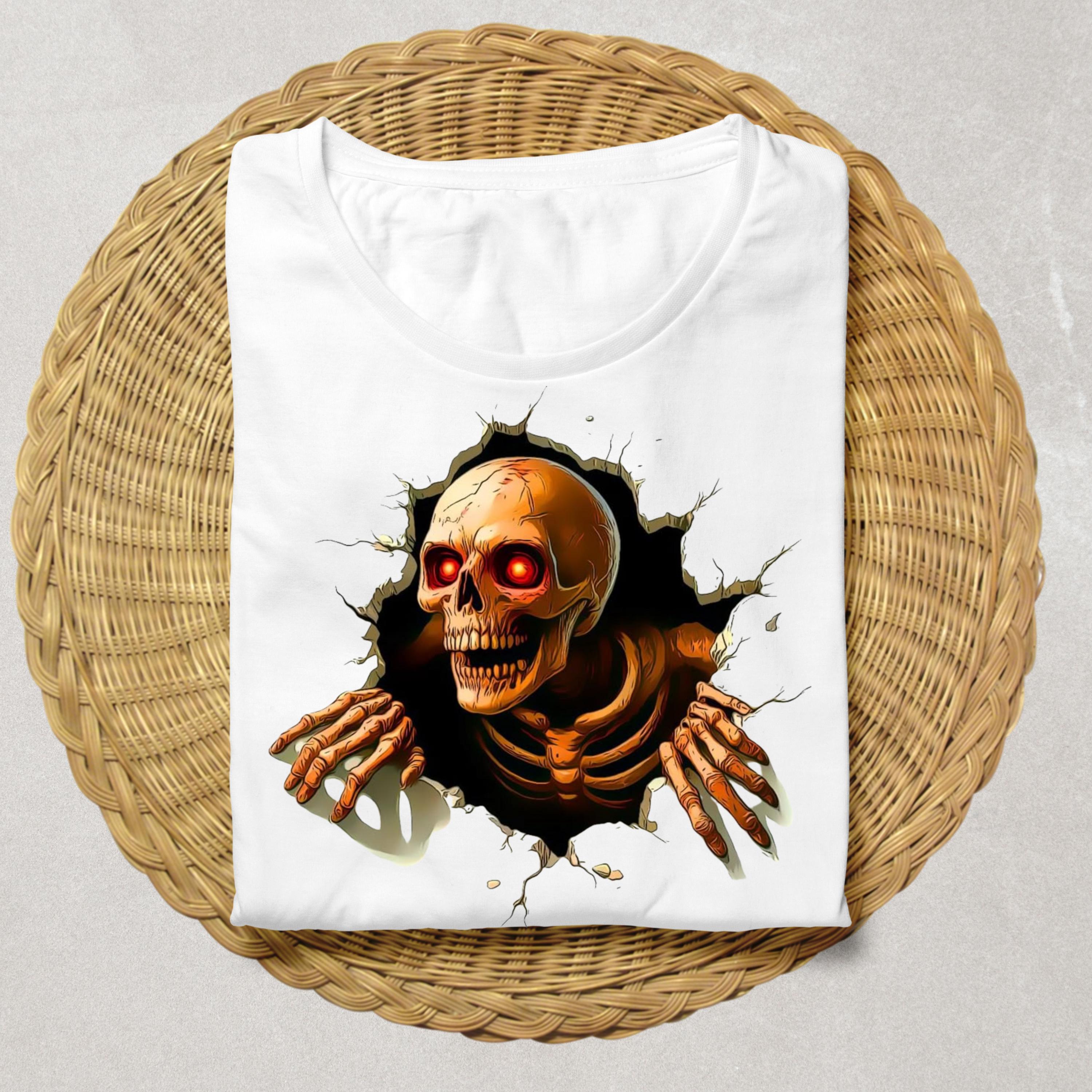 3D Skeleton Wall Sticker: Scary Red Eye Skull, Halloween Horror Decal ...