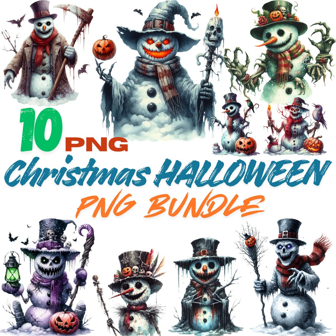 Creepy Snowman PNG Bundle: Horror Xmas Clipart (instant Download) - Etsy