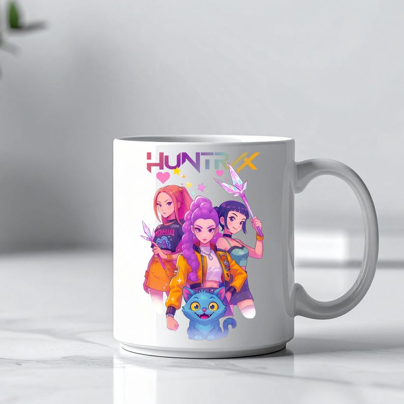 HUNTRX Anime Girl Group Sticker: Kpop Art With Cat - Etsy