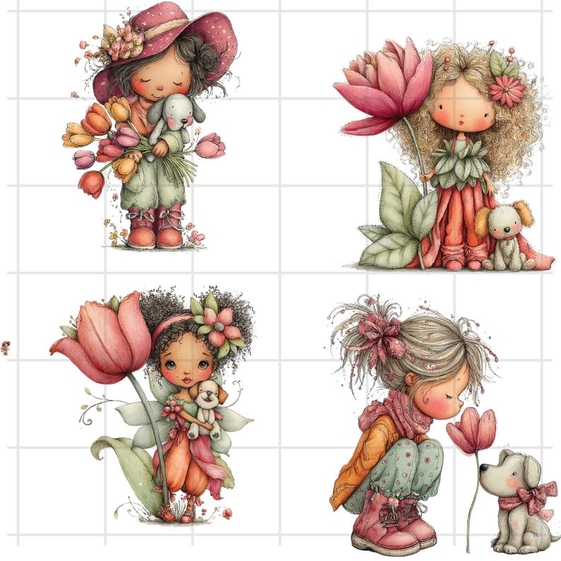 Tulip Sprite Fairy Clipart | 10 High-quality 300 DPI Commercial Use ...