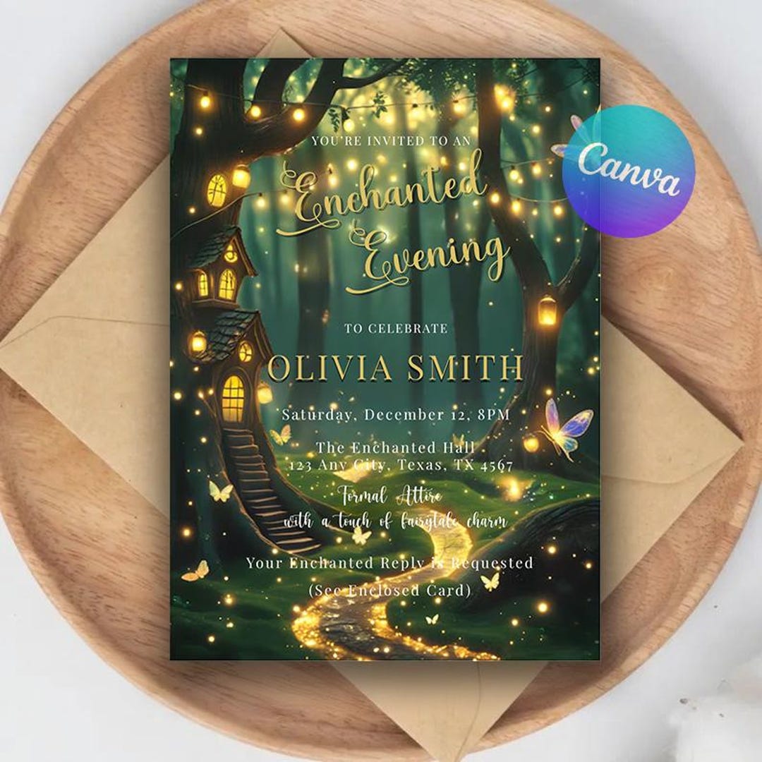 Enchanted Forest Birthday Party, Enchanted Garden Invitation Forest ...
