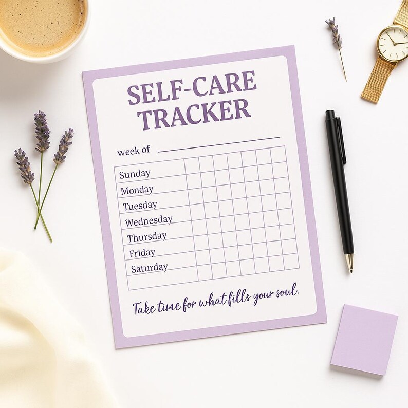 Caregiver Self-care Tracker Printable | Daily Wellness Log for ...