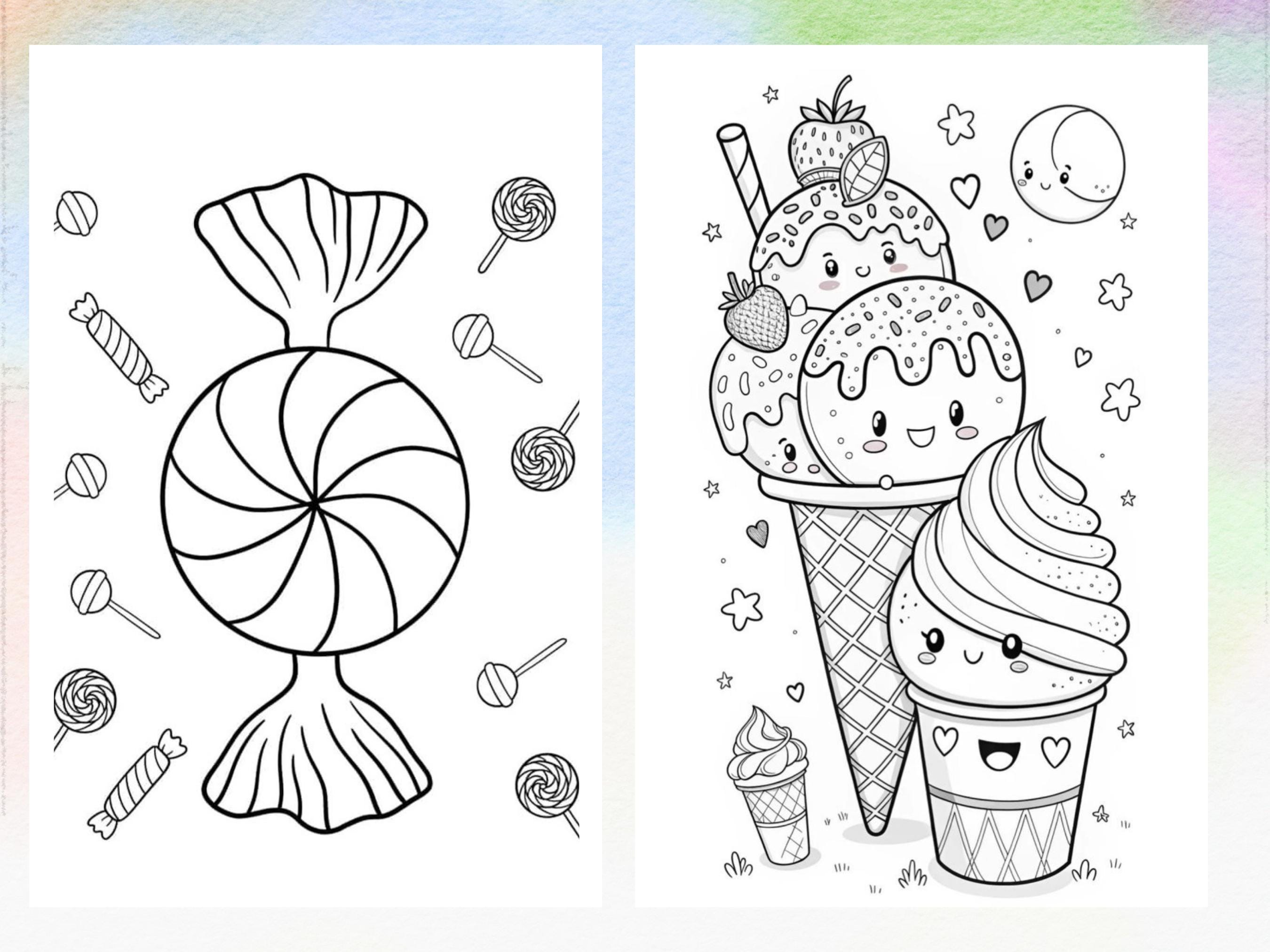 Candy Coloring Pages for Kids: Toddler & Preschool Printable - Etsy