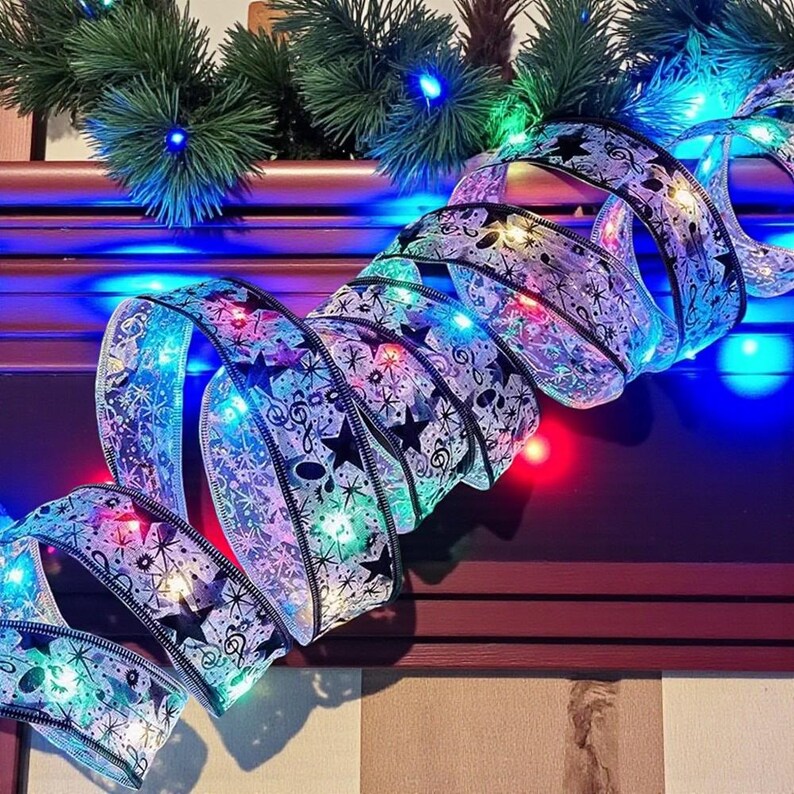 Christmas Ribbon Lights Battery Operated | Gold LED Fairy String Light ...