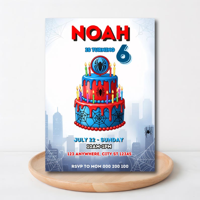 Spider Man Editable Invitation Template, Hero Canva Template for ...