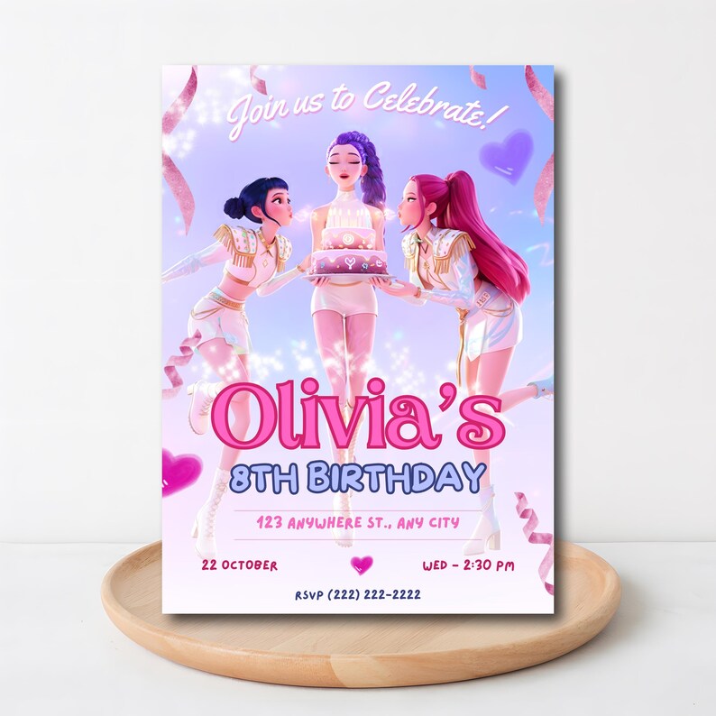 Kpop Birthday Invitation Template: Editable Party Invite (5x7 + Mobile ...