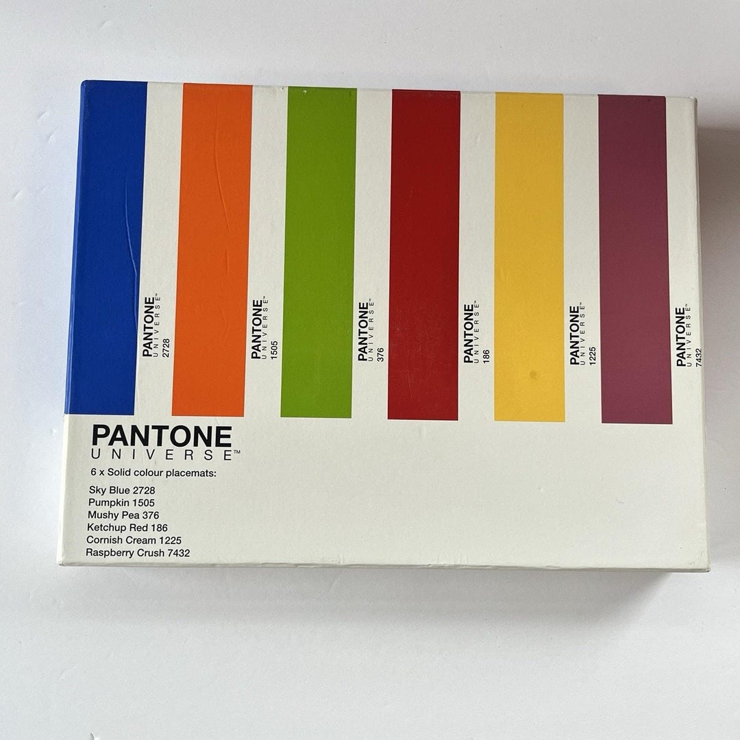 Pantone Universe 6x Solid Colour Placemats Laquer Coated Cork Backing ...