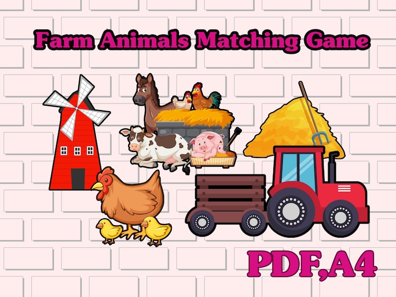 Farm Animals Matching Game – Printable Preschool Activity, Shadow ...
