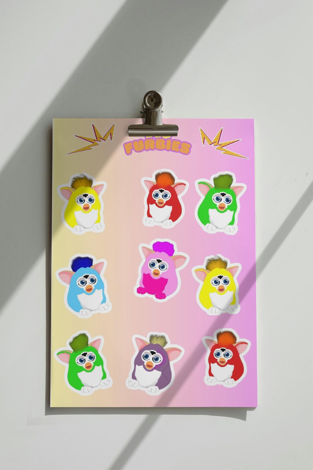 Retro Furby Sticker Sheet: 90s Nostalgia, Kawaii Planner Stickers (A5 ...