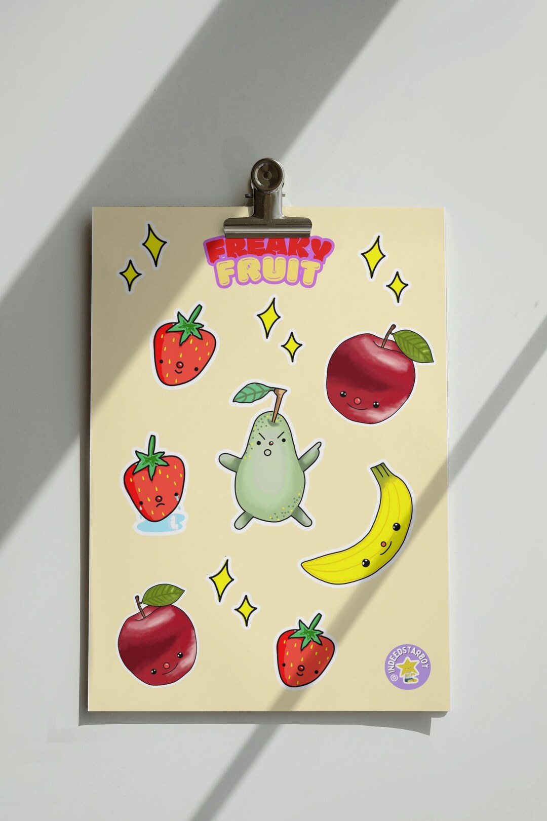 Freaky Fruit Sticker Sheet: Funny Kawaii Stickers for Planner, Laptop ...