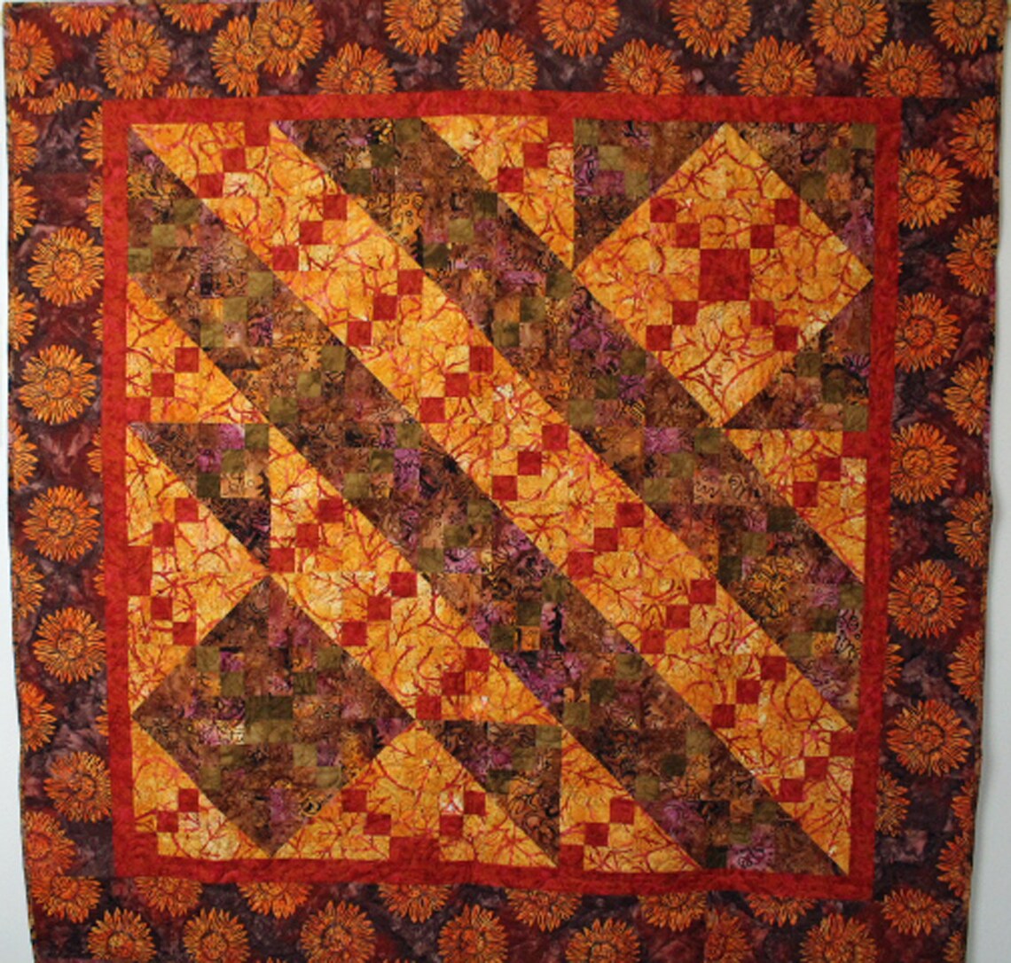 Batik Sunflower Quilt Decorative Functional Cozy Quilt. - Etsy