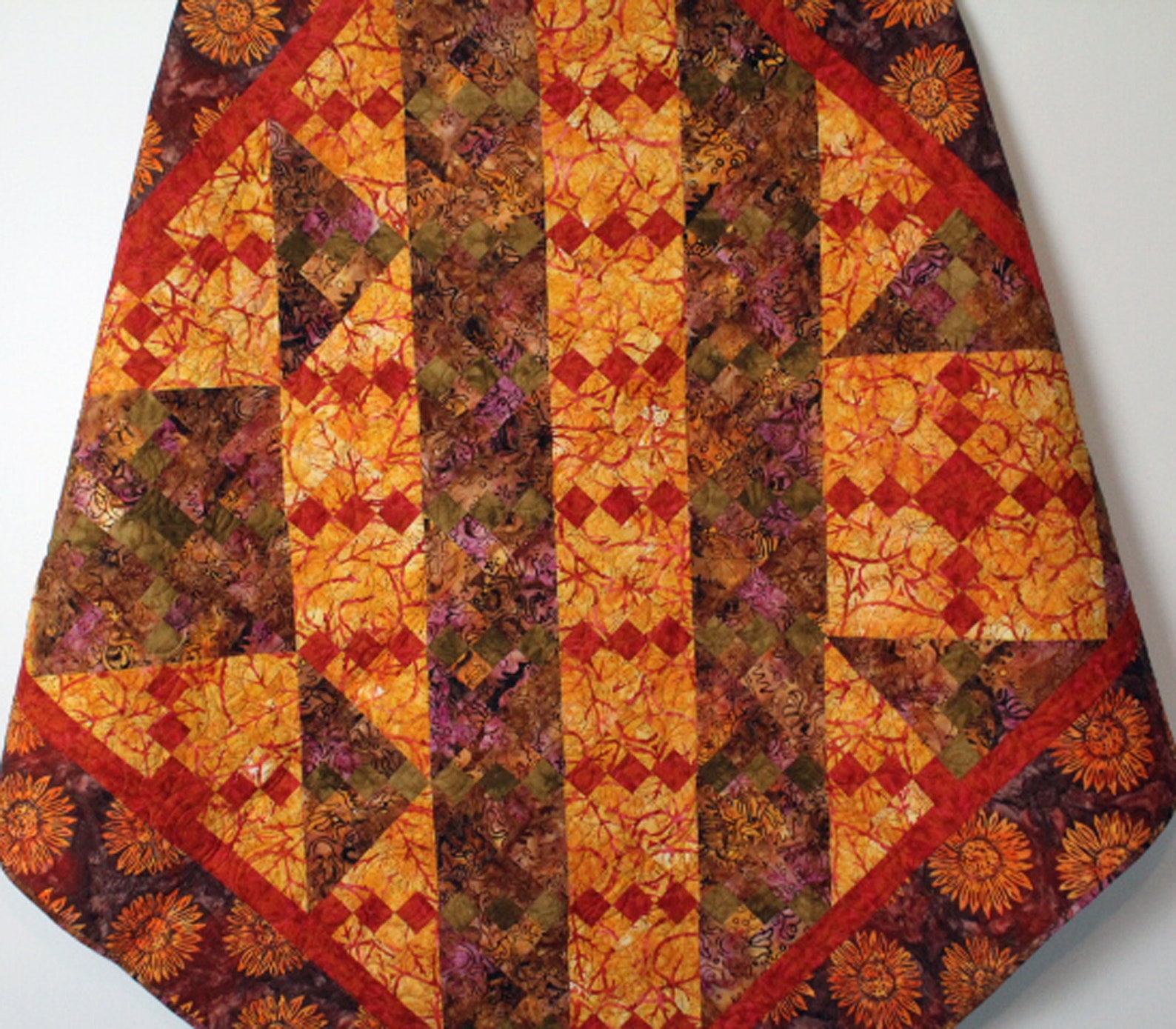 Batik Sunflower Quilt Decorative Functional Cozy Quilt. - Etsy