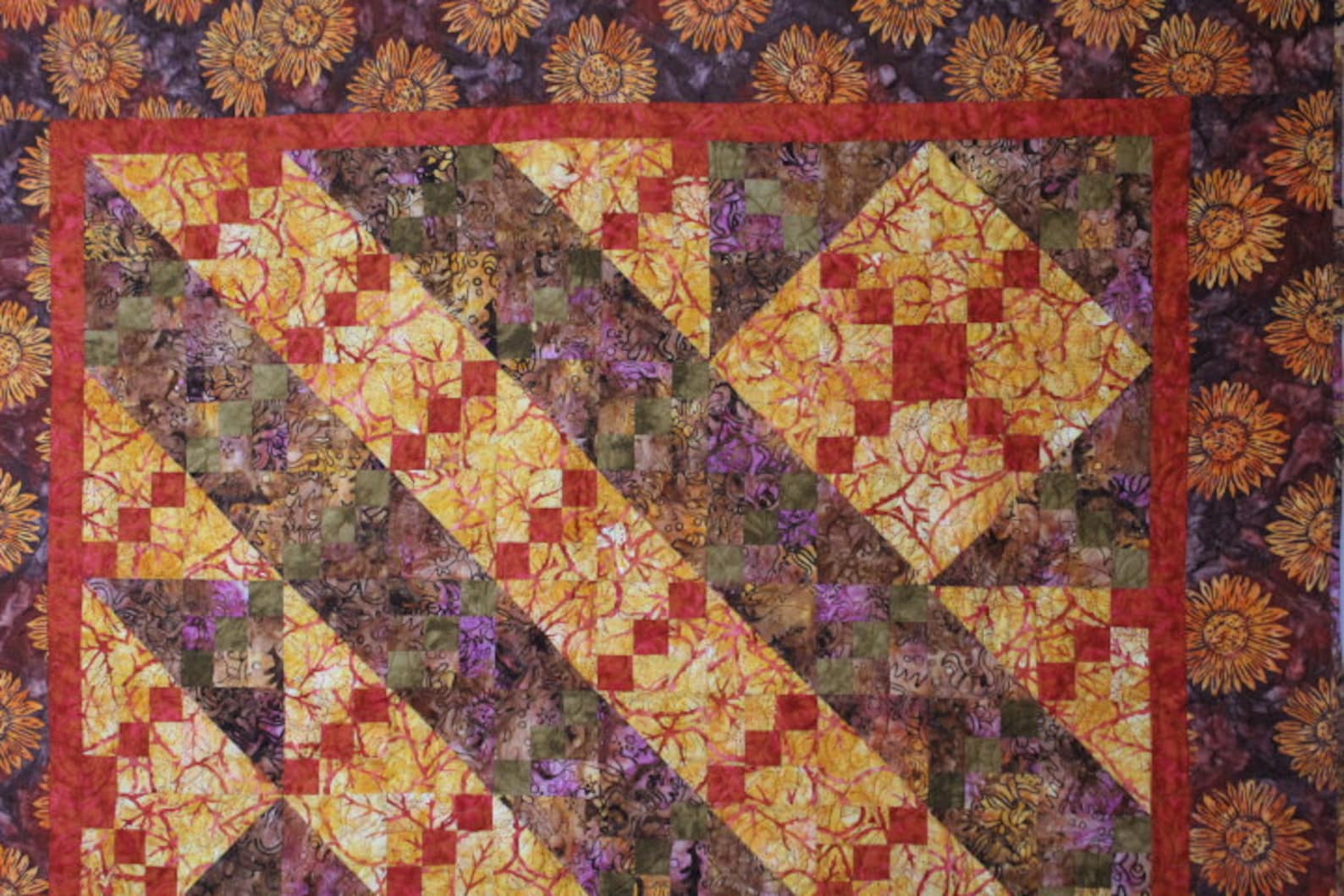 Batik Sunflower Quilt Decorative Functional Cozy Quilt. - Etsy