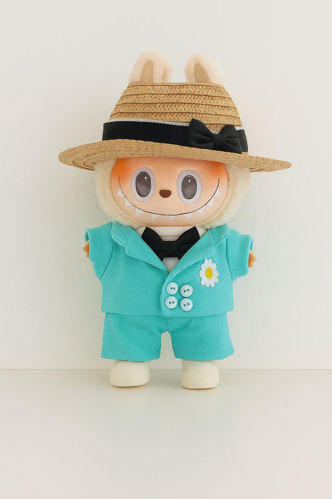 Turquoise Suit Outfit With Straw Hat for 17cm Labubu Clothes - Etsy