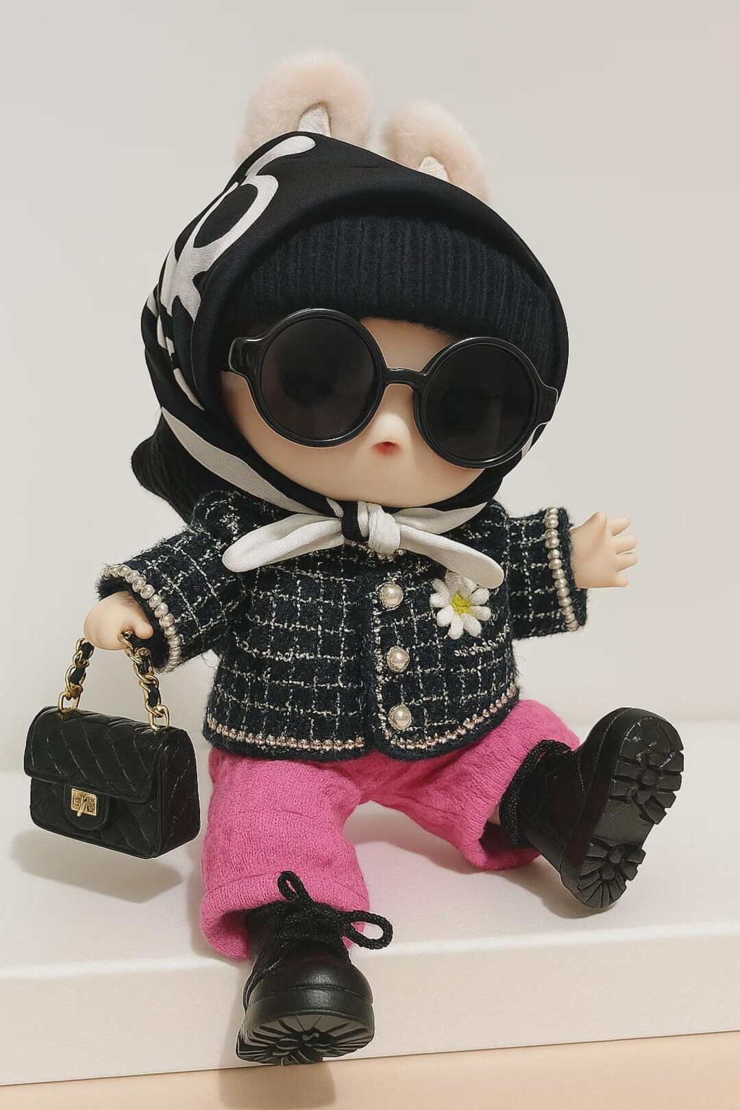 Popstar Doll Outfit: Tweed Jacket, Pink Shorts, Purse, Sunglasses ...