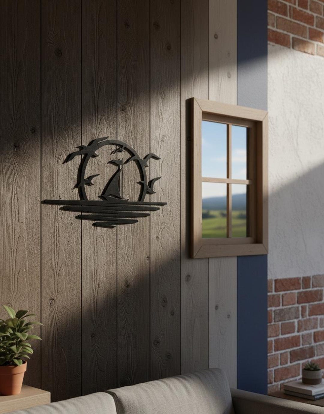 Metal Sailboat Wall Art With Birds and Sunset, Nautical Wall Decor for ...