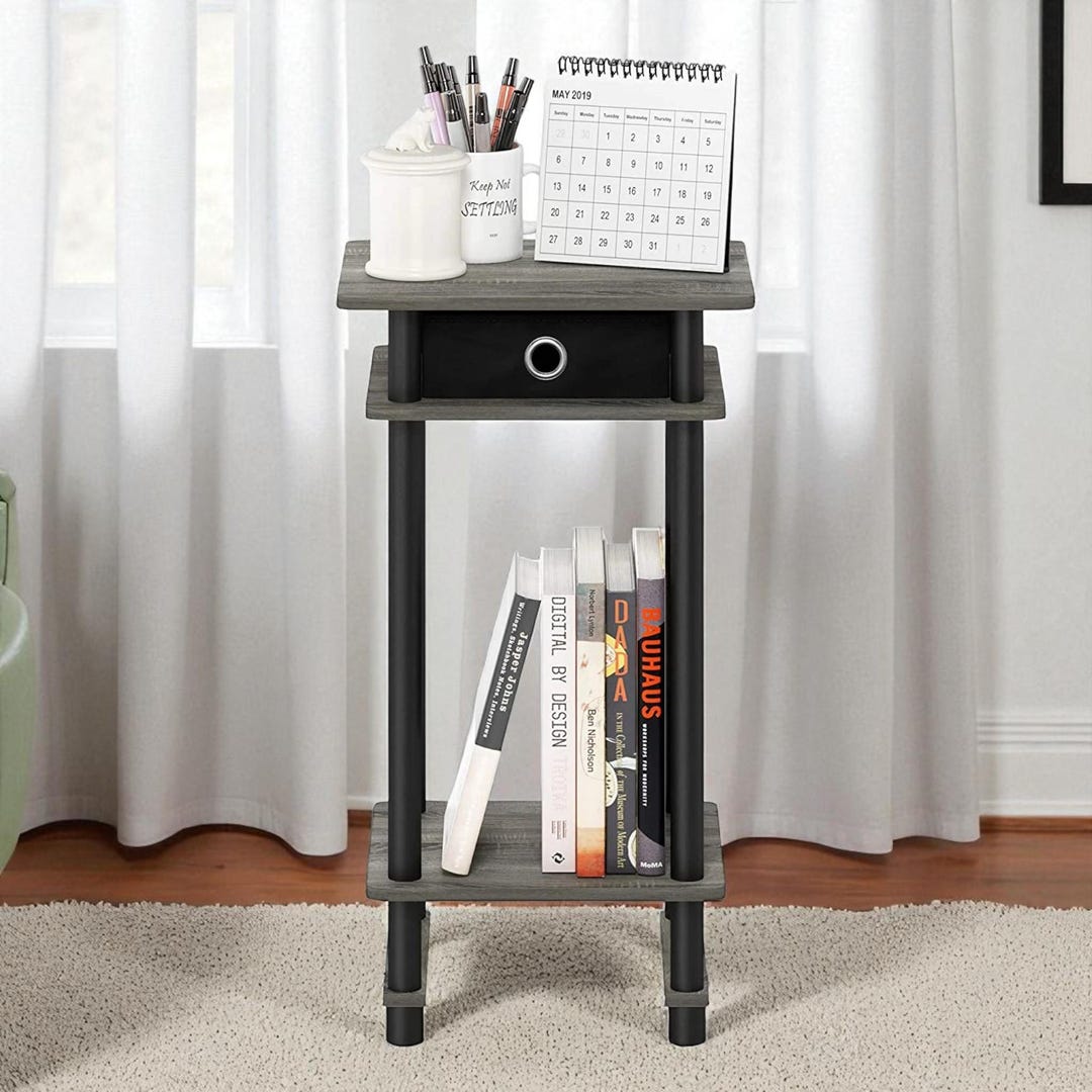 Modern Wooden End Table With Drawer: Small Bedside Accent Table - Etsy