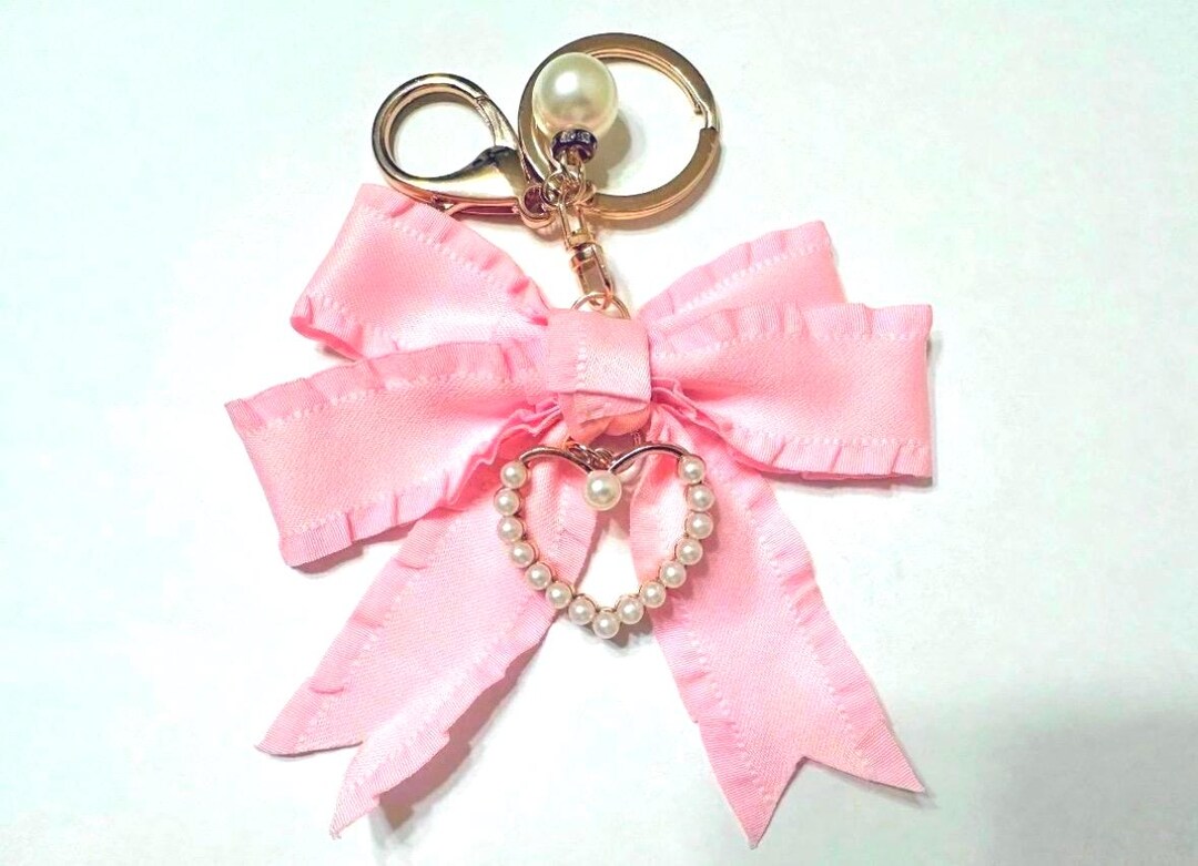Pink Bow Keychain, Coquette Purse Charm - Etsy