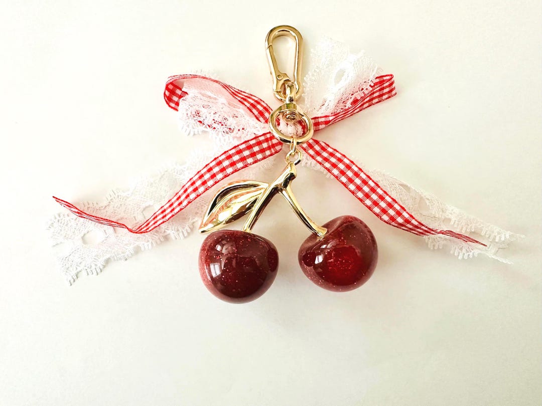 Red Cherry Coquette Keychain, Bag Charm - Etsy