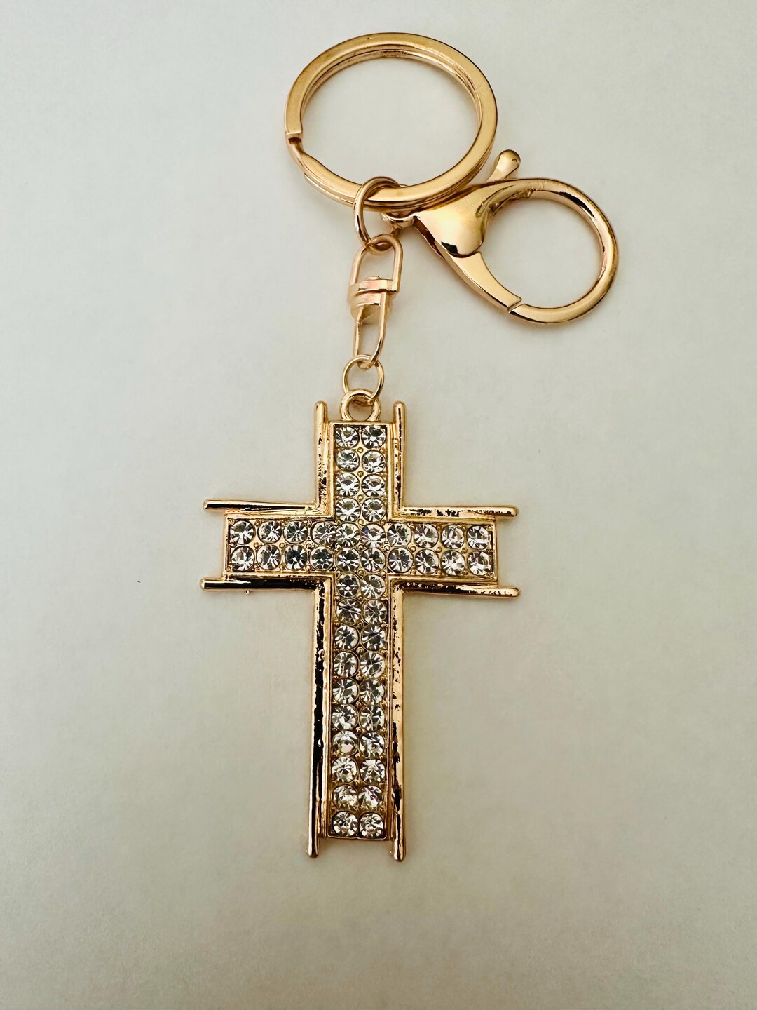 Rhinestone Cross Keychain, Bling Bag Charm - Etsy