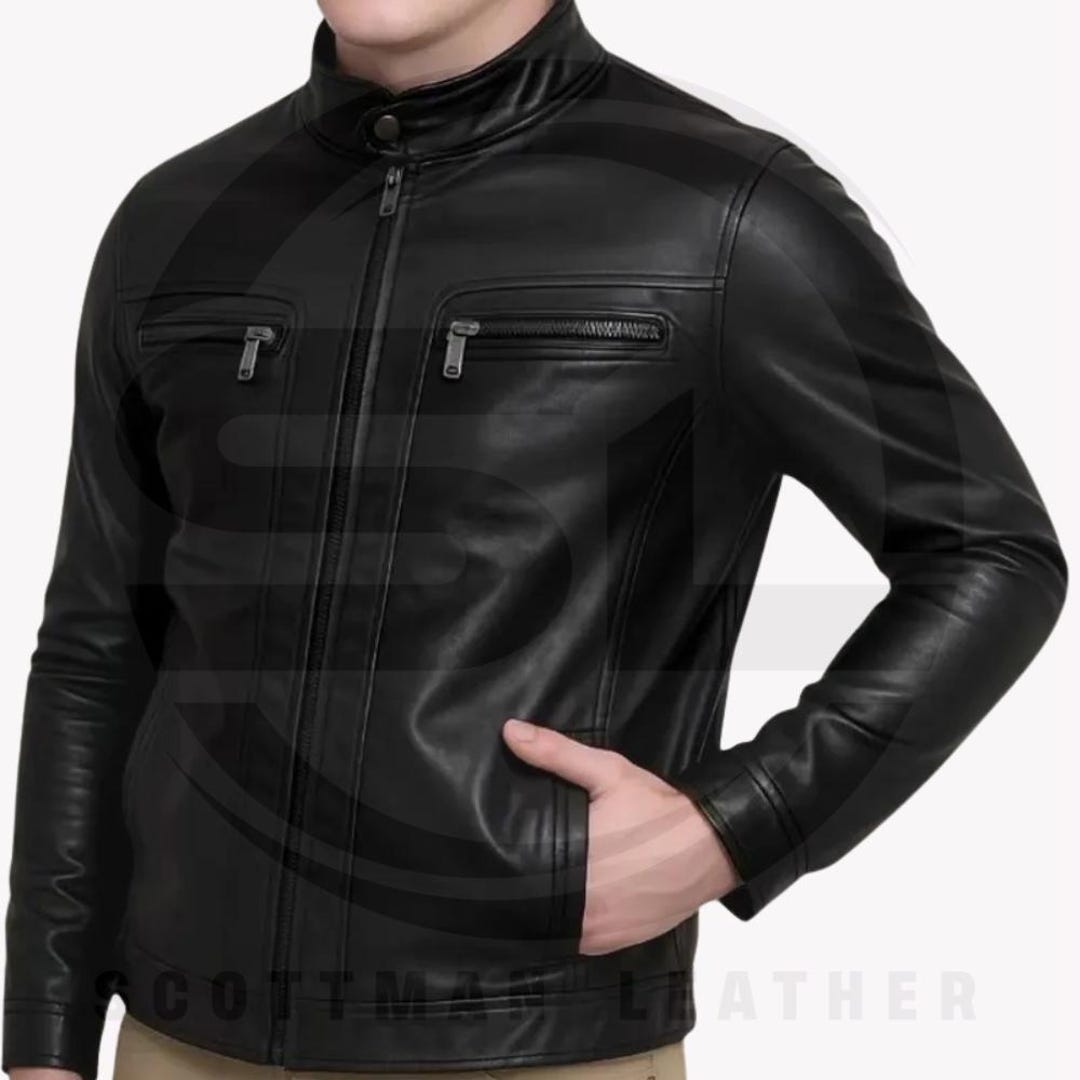 Men’s Black Leather Jacket Motorcyclist Classic Rider Style | Made to ...