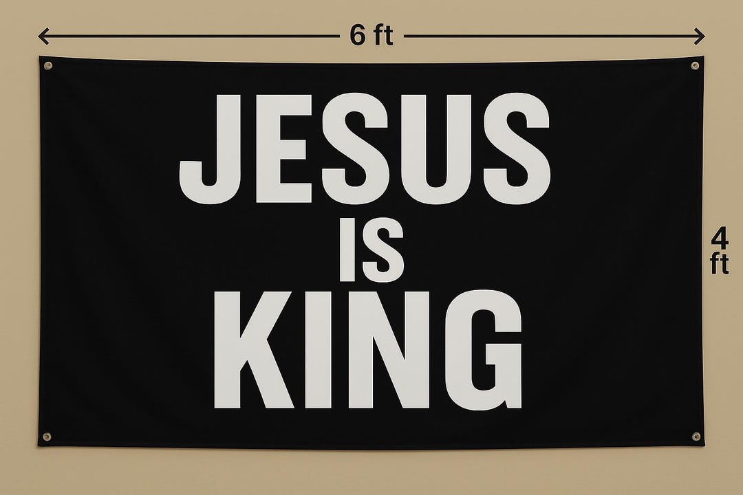 Jesus is King Vinyl Banner – Christian Wall Decor, Religious Party ...