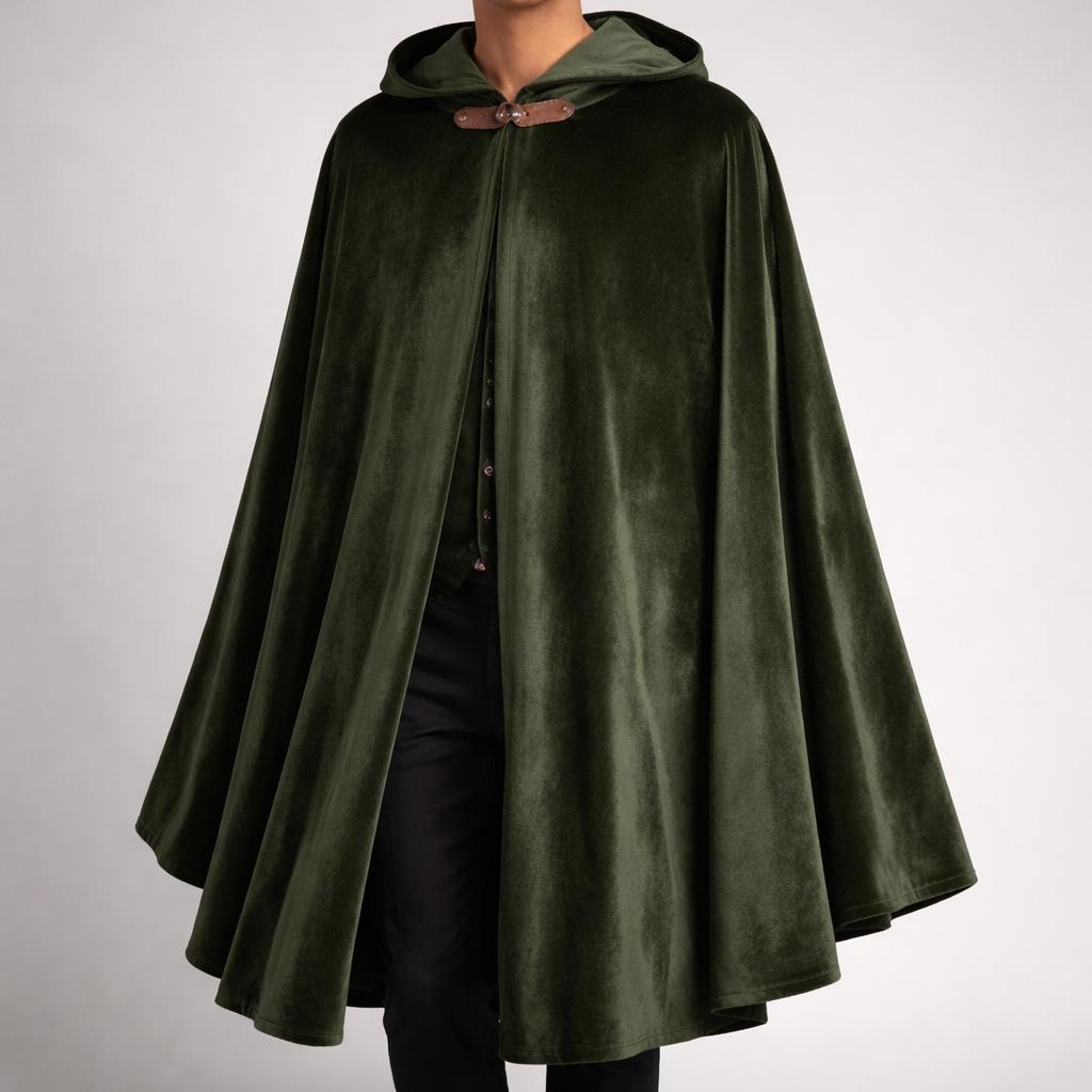 Men Medieval Velvet Hooded Cloak | Renaissance Hooded Cape | Gothic ...