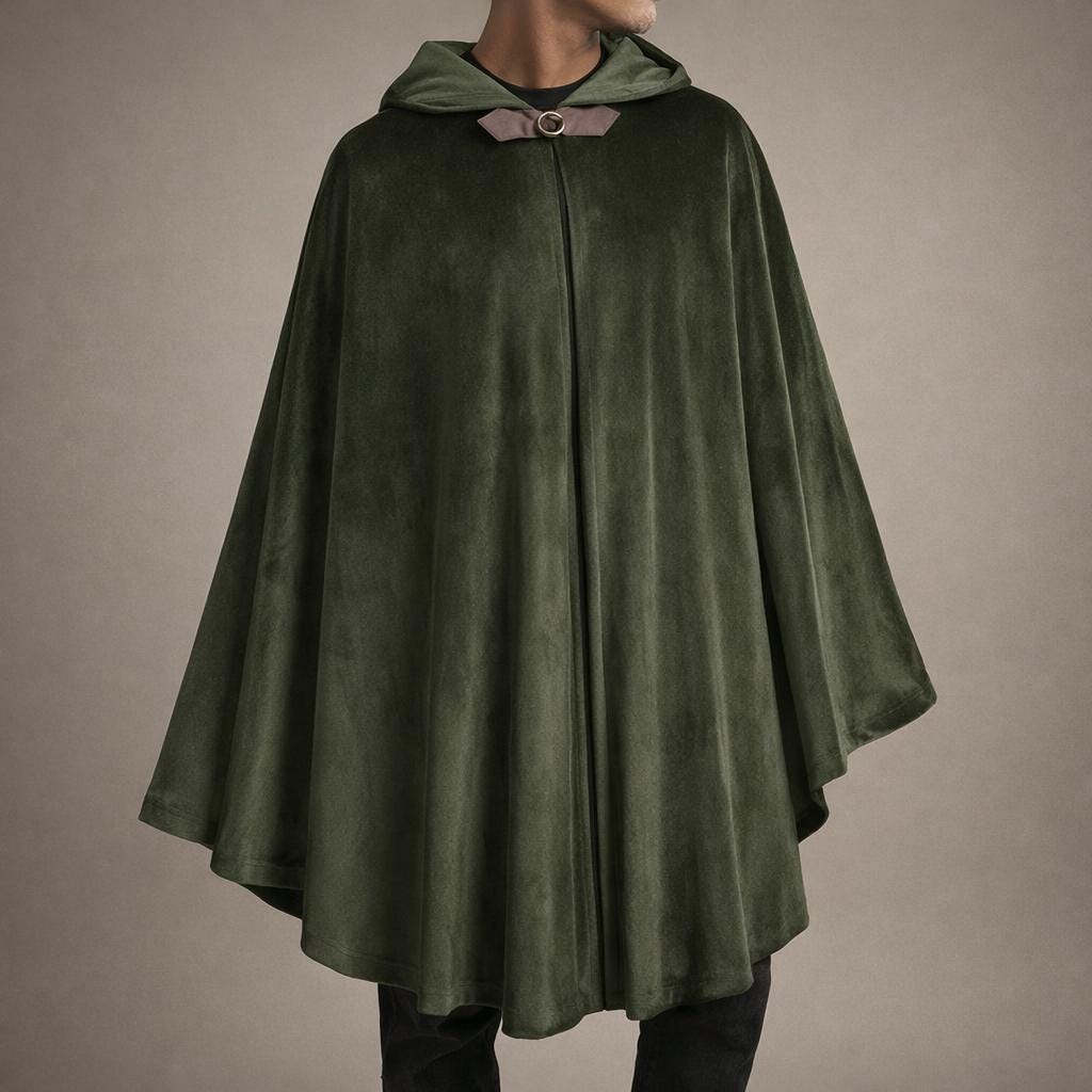 Men Medieval Velvet Hooded Cloak | Renaissance Hooded Cape | Gothic ...