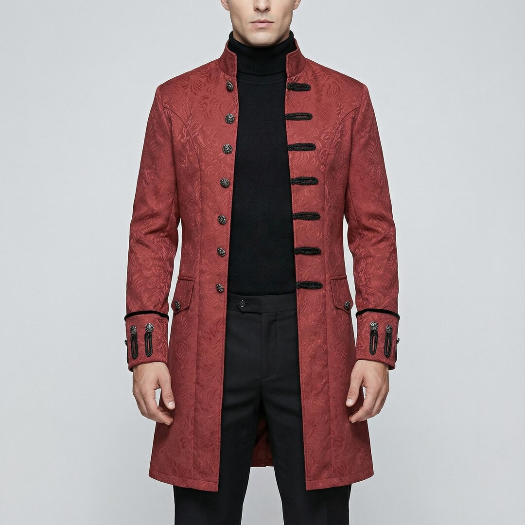 Men Steampunk Trench Coat | Victorian Medieval Overcoat | Gothic ...