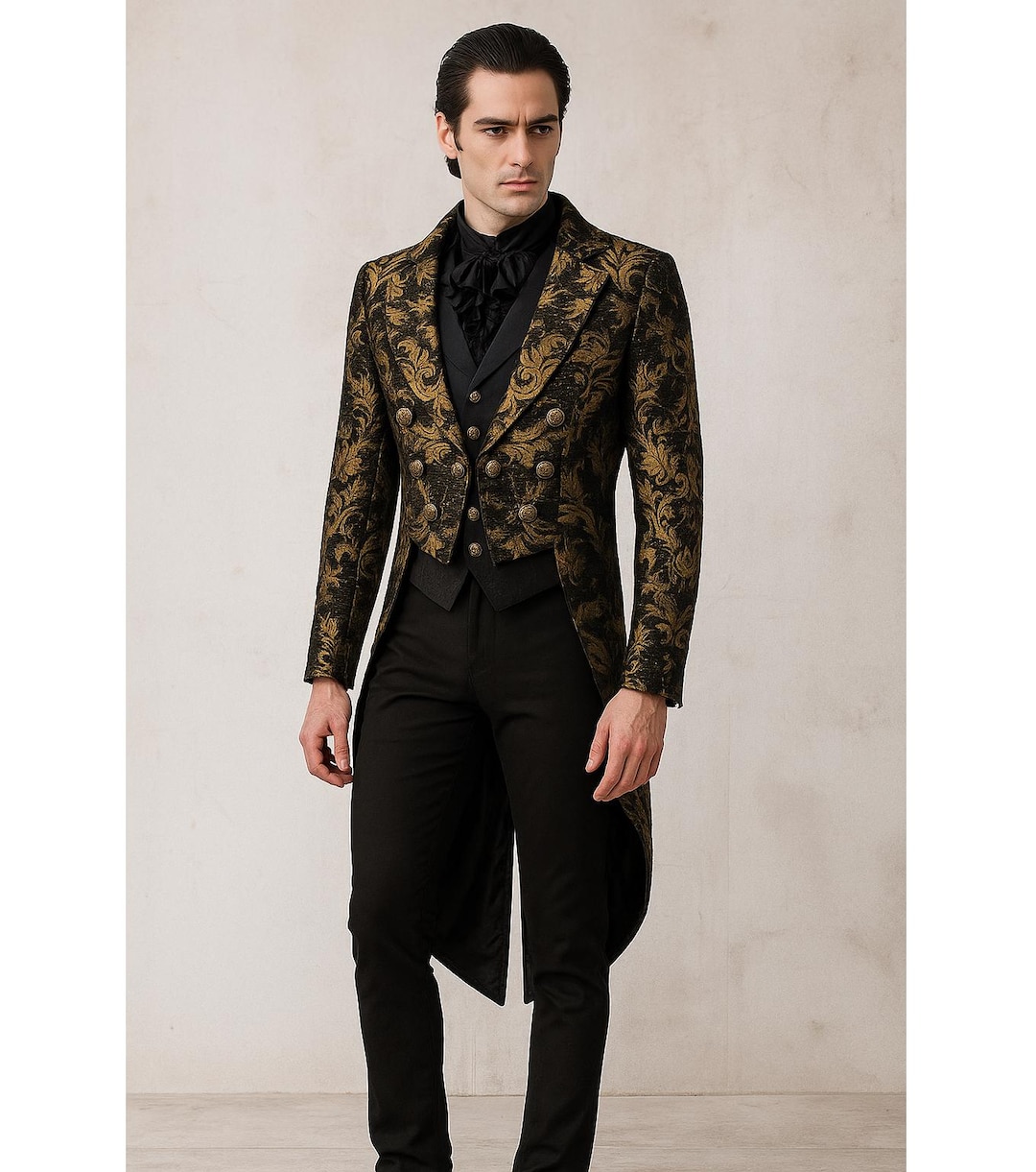 Men's Brocade Tailcoat Jacket: Vintage Gothic Steampunk Overcoat - Etsy