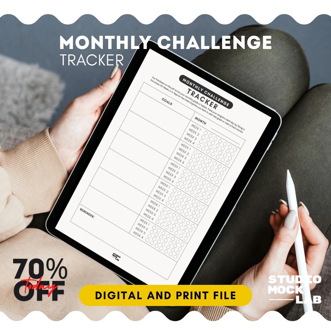 Monthly Challenge Tracker Print: Building Habits, ADHD Goal Tracker ...