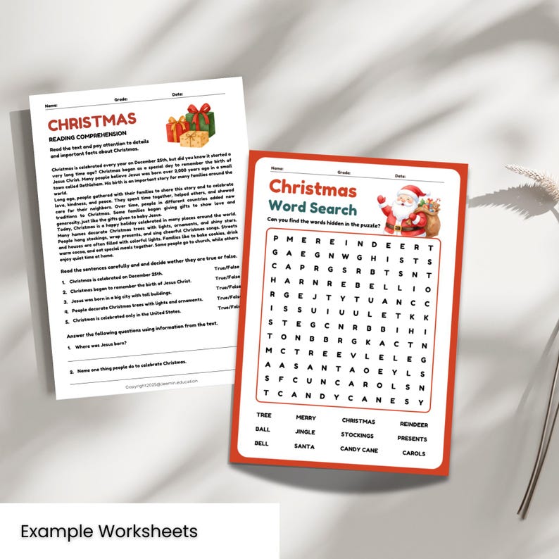 Christmas Worksheet Pack for Kids | Kindergarten & Elementary Holiday ...