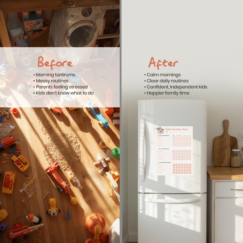 Kids Habit Tracker Printable Peach – Toddler Daily Routine Chart ...