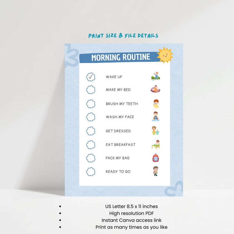 ADHD Routine Chart for Kids, Daily Visual Schedule for Preschool ...