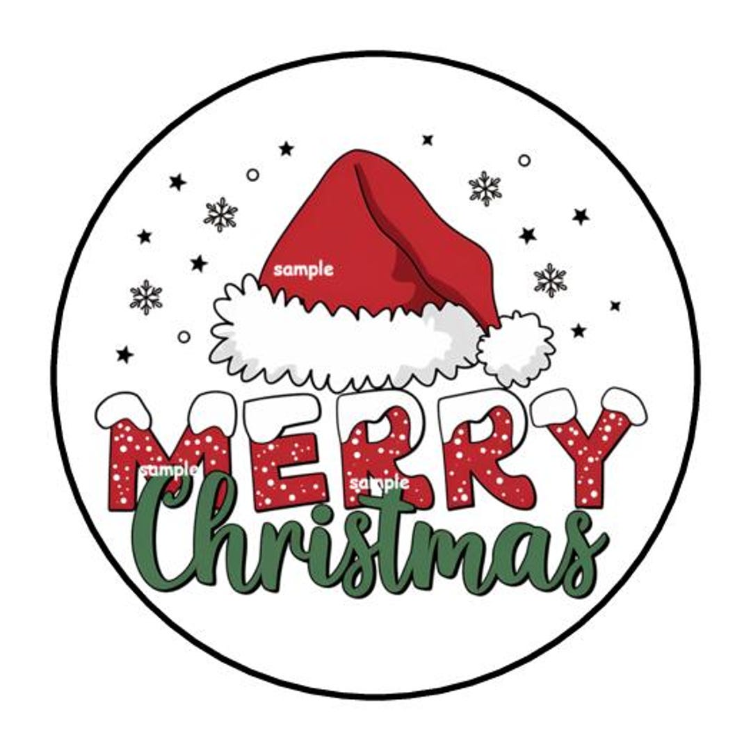 Merry Christmas Stickers, Favors, Tags, Labels, Envelope Seals, Stamps ...
