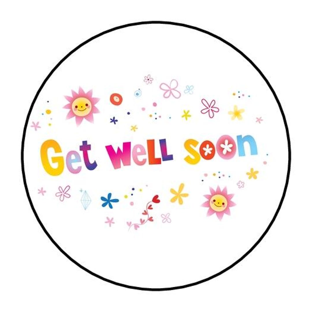 Get Well Soon Stickers, Favors, Tags, Labels, Envelope Seals, Stamps, 1 ...
