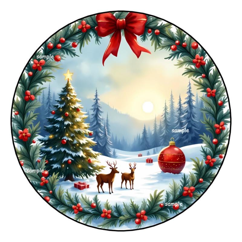12 Large Christmas Stickers, Favors, Tags, Labels, Envelope Seals ...