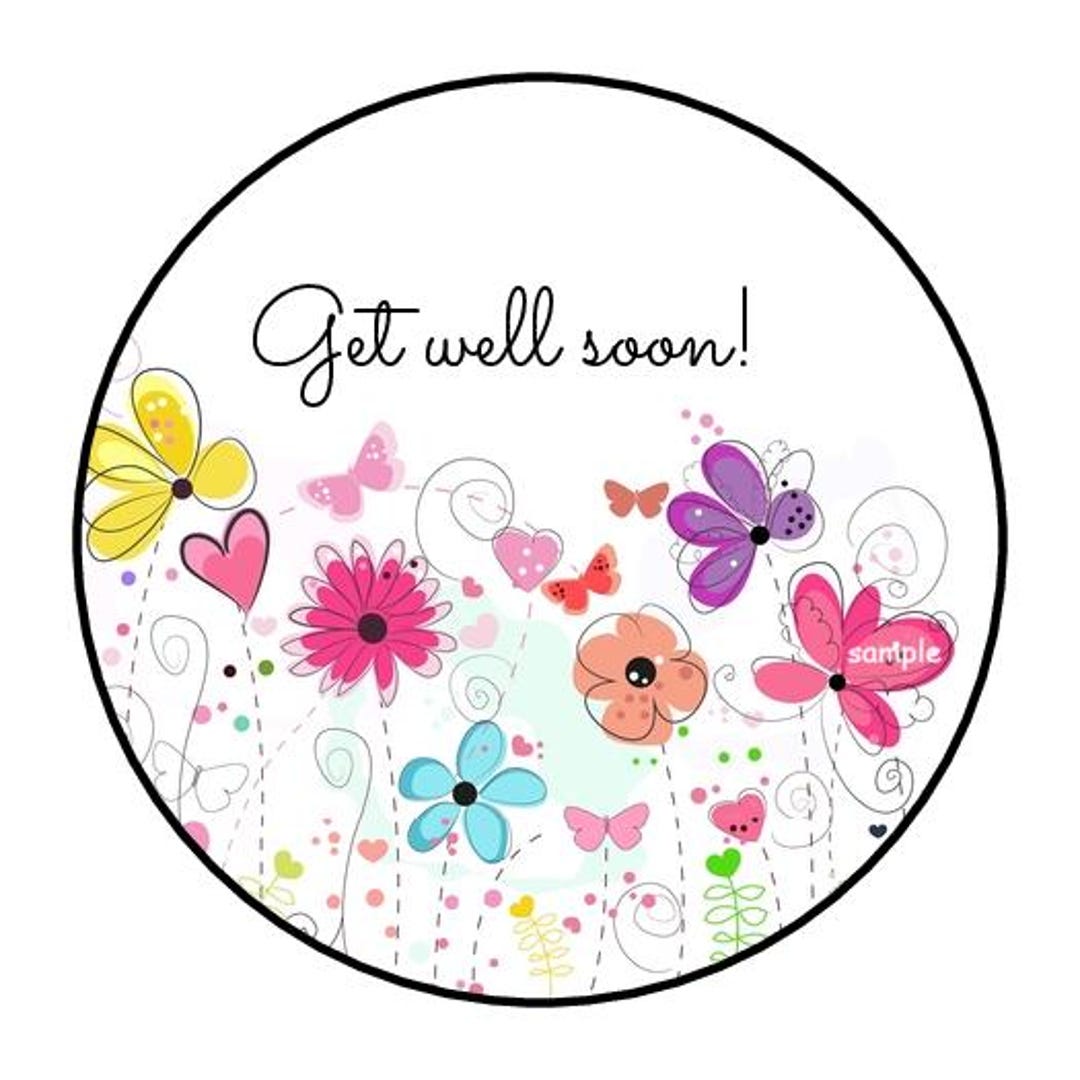 Get Well Soon Stickers, Favors, Tags, Labels, Envelope Seals, Stamps, 1 ...