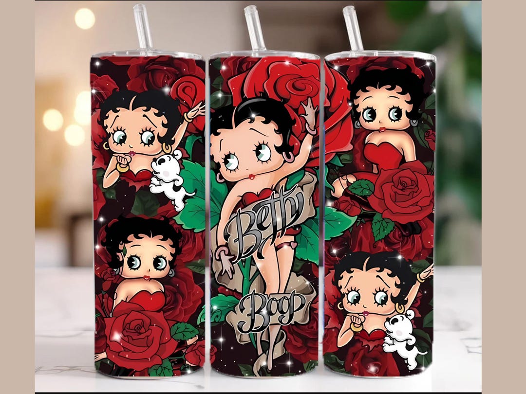 3D Cute Betty Boop Kiss Tumbler Wrap, Betty Tumbler Wrap Sublimation ...