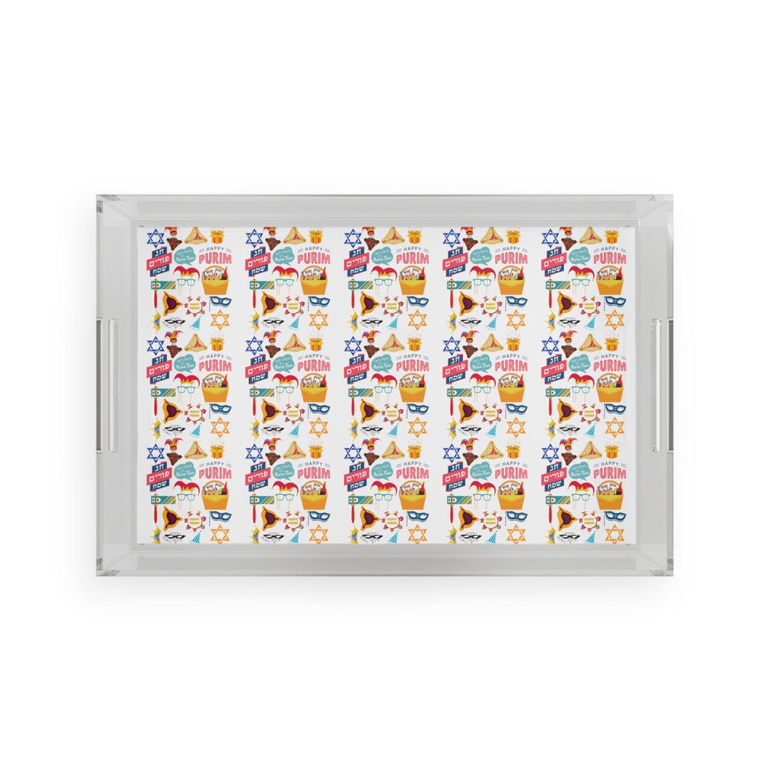 Purim Sameah | Acrylic Serving Tray | Jewish Judaism Judaica Israel ...