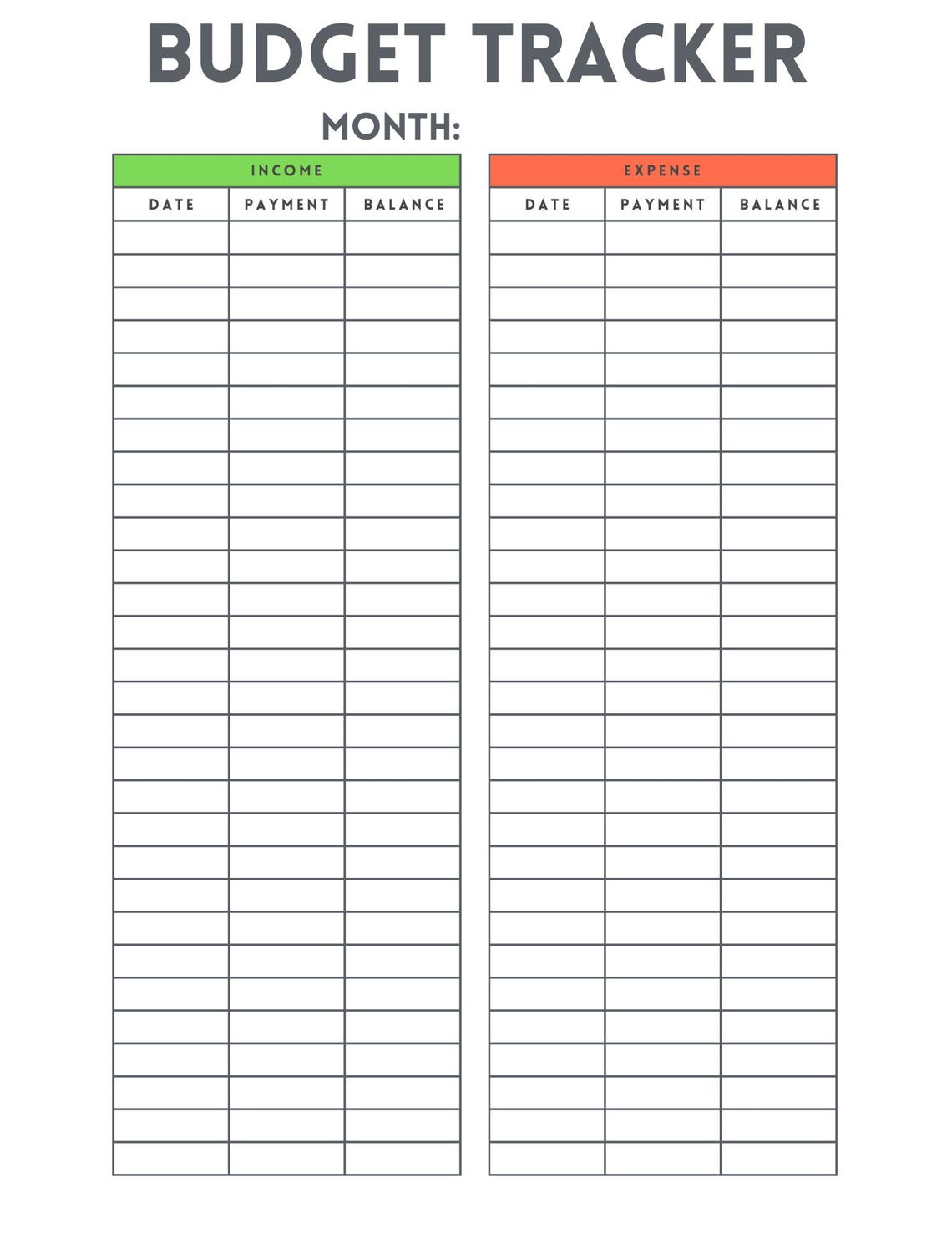 Monthly Budget Tracker | Printable Finance Planner | Income & Expense ...