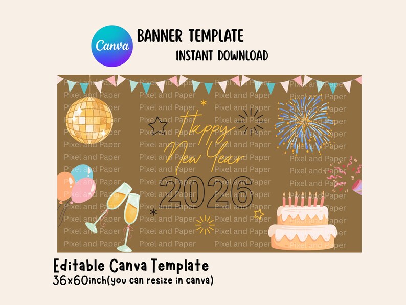 New Years 2026 Banner Template | DIGITAL FILE | 2026 Banner | Happy New ...