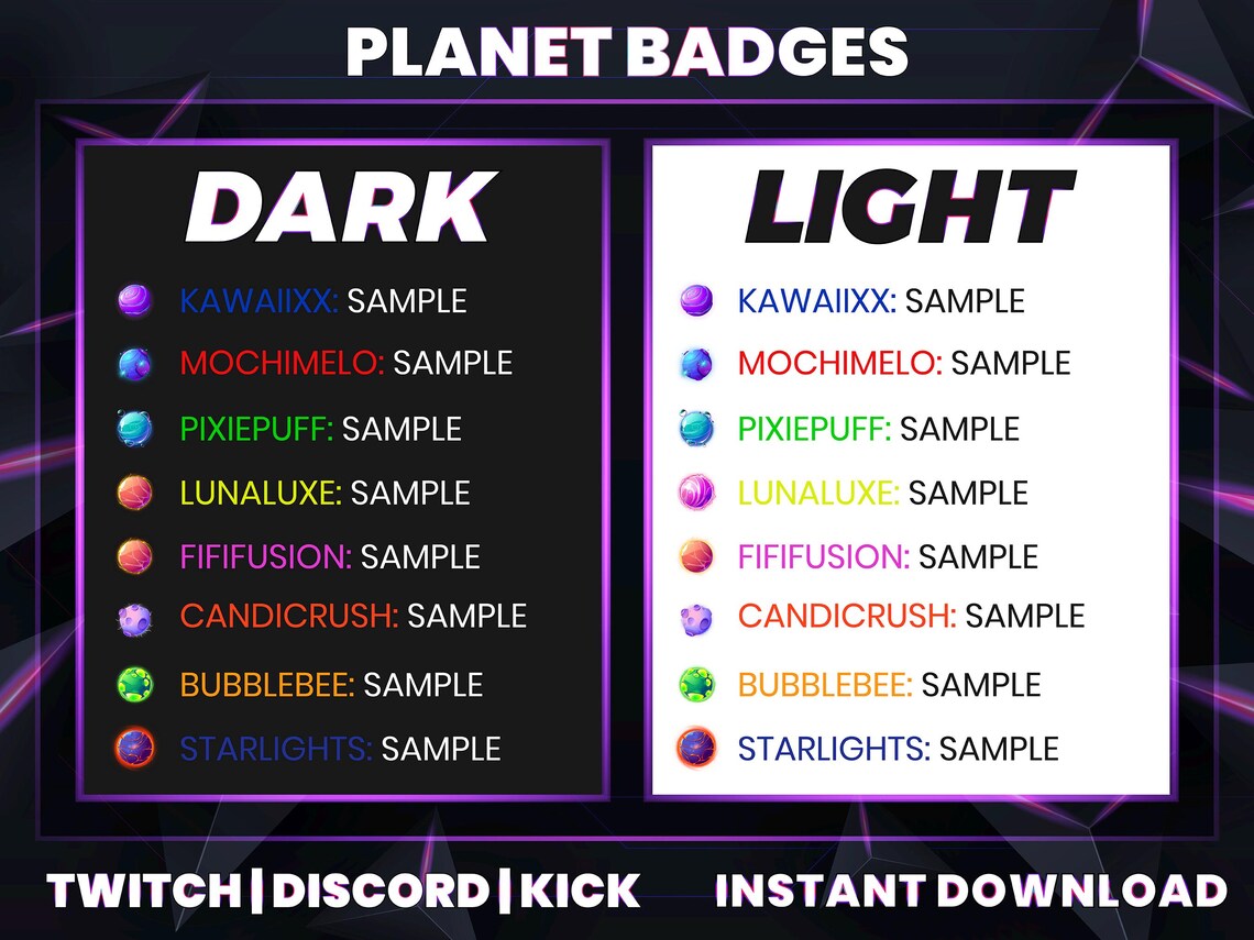Planet Evolution Badges – Galaxy Sub Icons Twitch Discord Kick (8 Tier ...