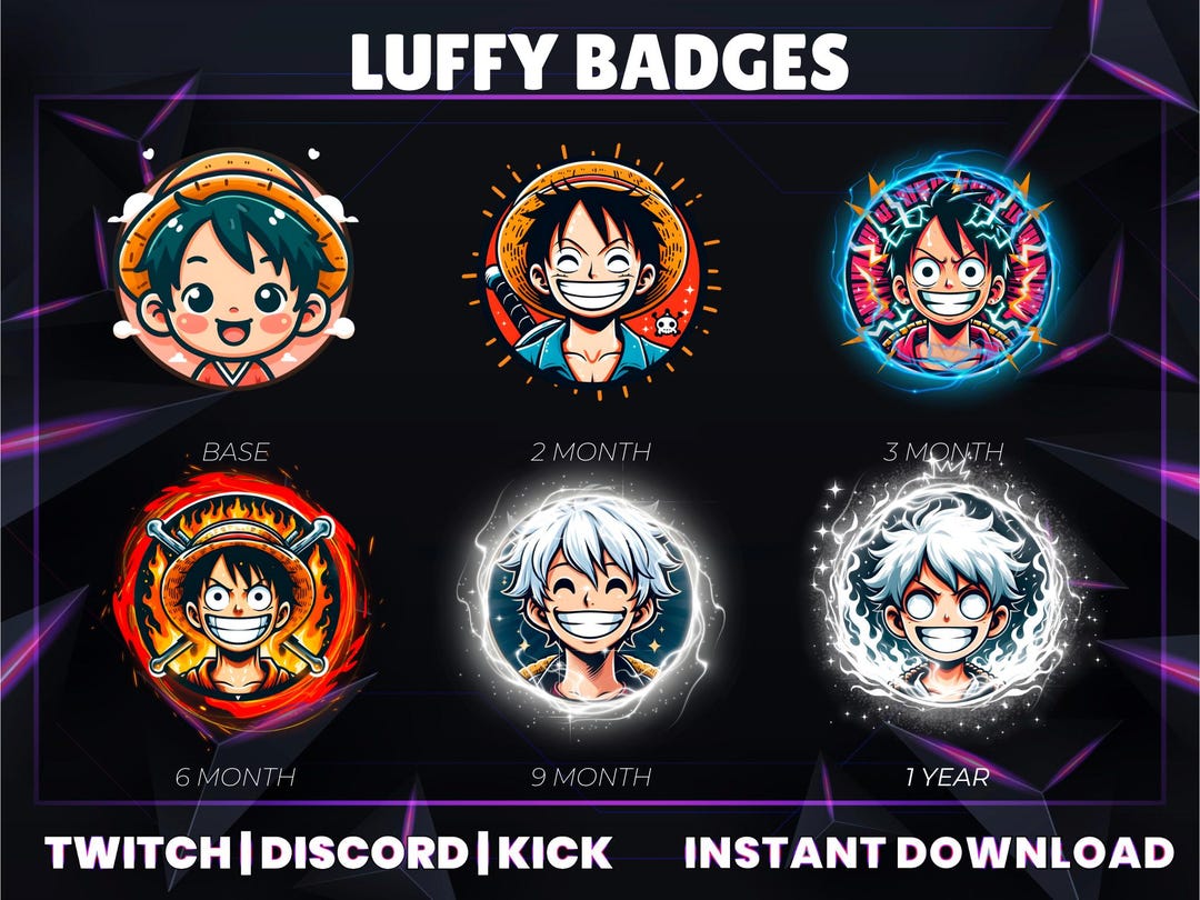 Anime Pirate Streamer Badges | Adventure Hero Icons for Twitch, Discord ...